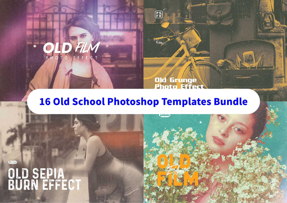 16 Old School Photoshop Templates Bundle – Photoboto