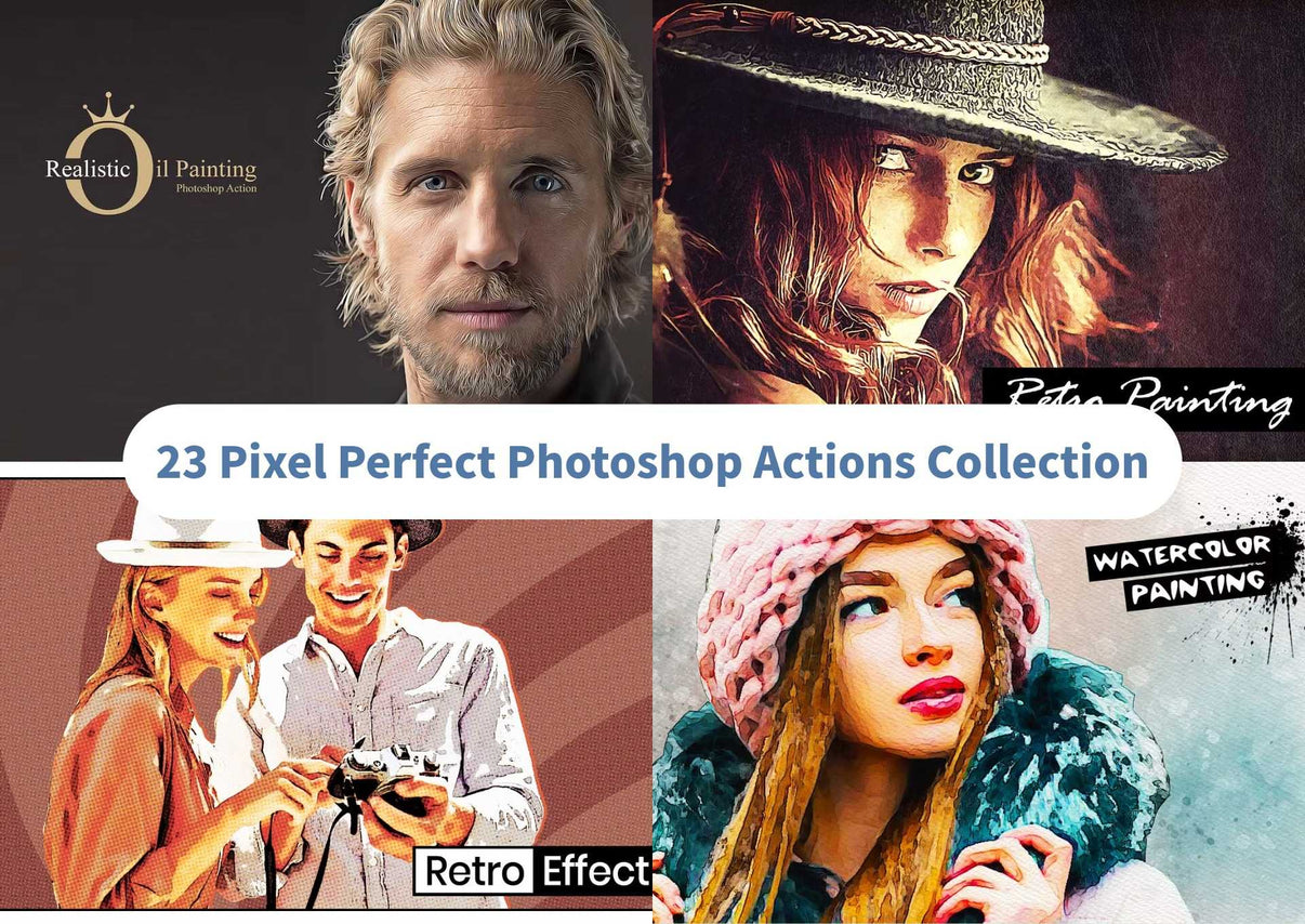23 Pixel Perfect Photoshop Actions Collection – Photoboto
